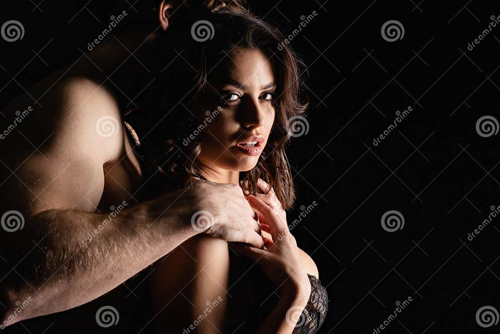 Muscular Man Hugging Woman With Stock Image Image Of Attractive Sensual 216621165
