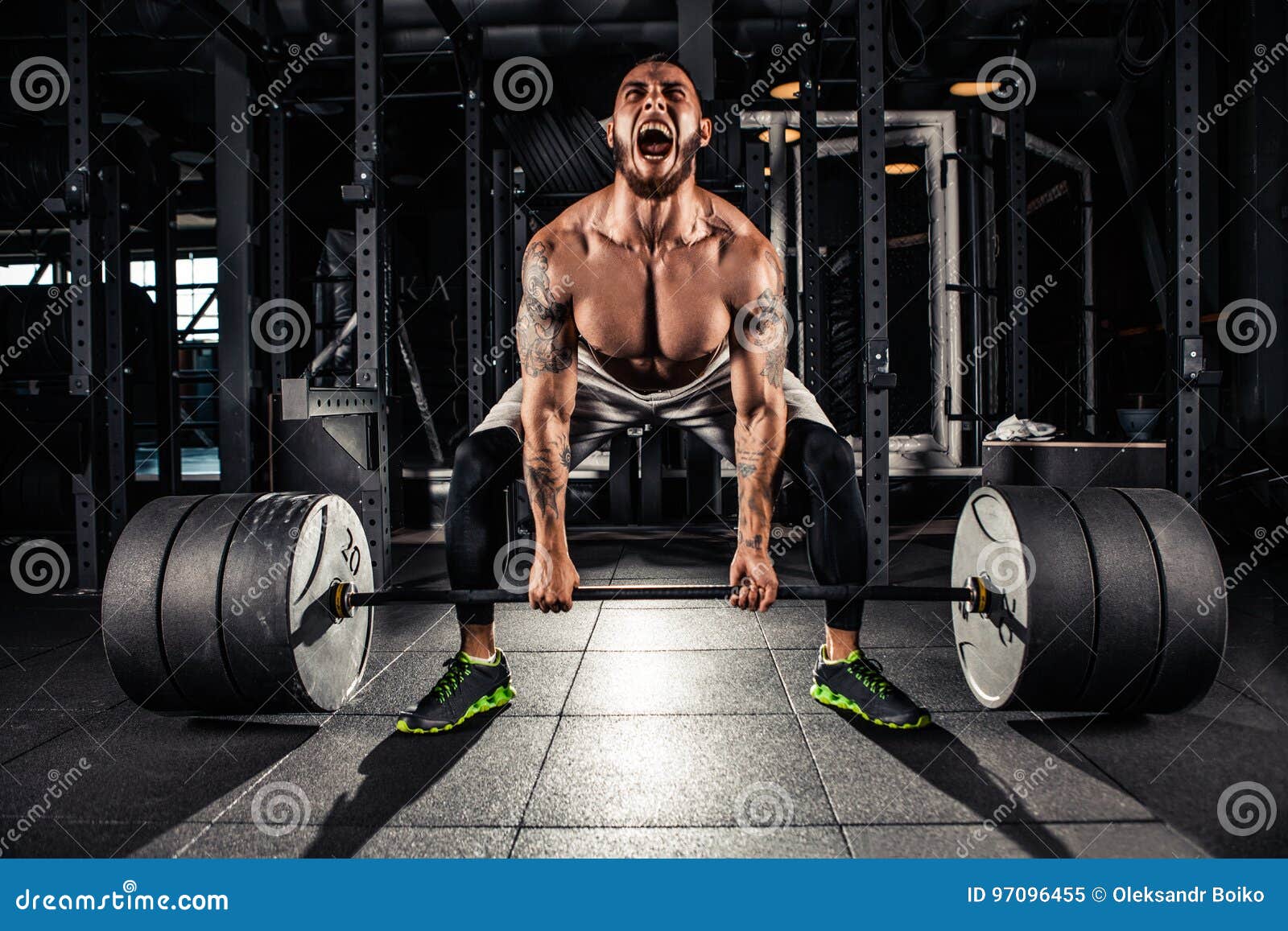 Muscular Men Lifting Deadlift Stock Image - Image of athlete, lifting ...