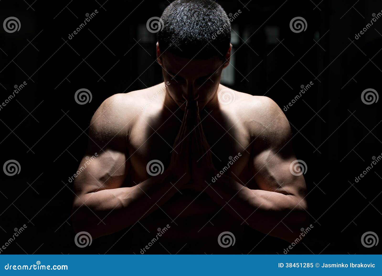 Muscular Men Praying stock image. Image of pensive, concepts - 38451285
