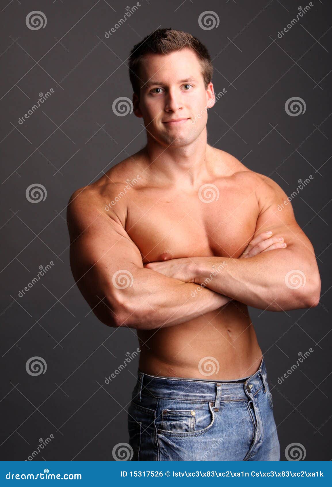 Muscular model stock photo. Image of muscular, gray, flex - 15317526