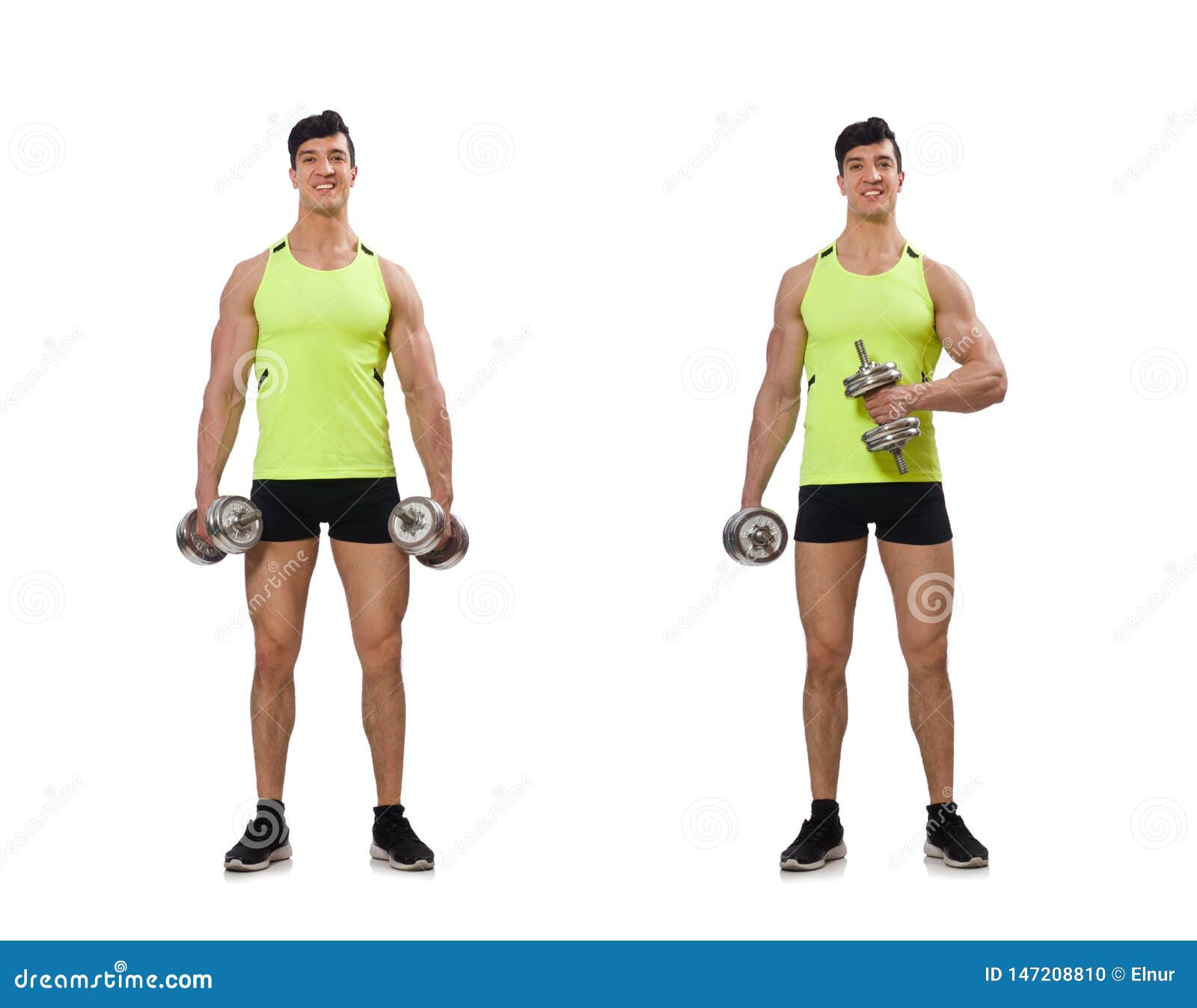The Muscular Ripped Bodybuilder with Dumbbells Stock Photo - Image of ...
