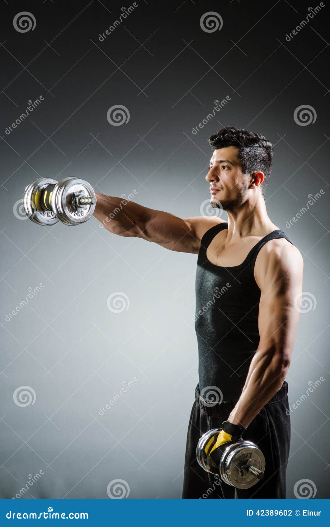 Muscular Ripped Bodybuilder Stock Photo - Image of exercising, trainer ...