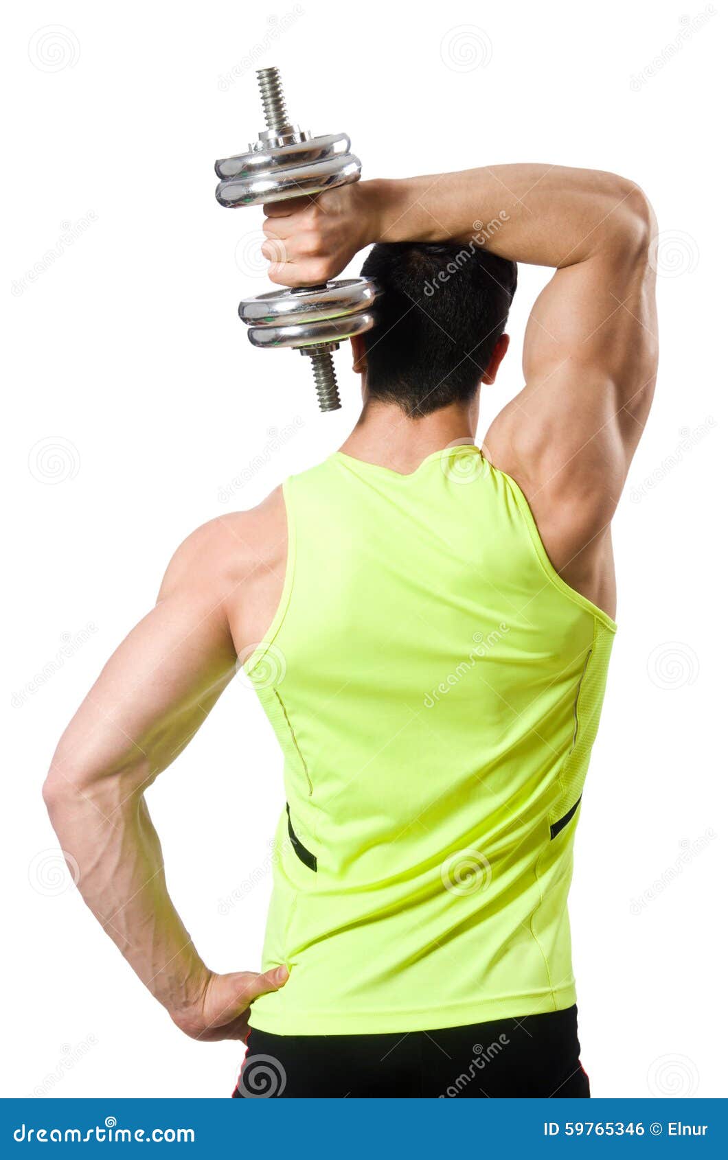 Muscular Ripped Bodybuilder with Dumbbells Stock Photo - Image of ...