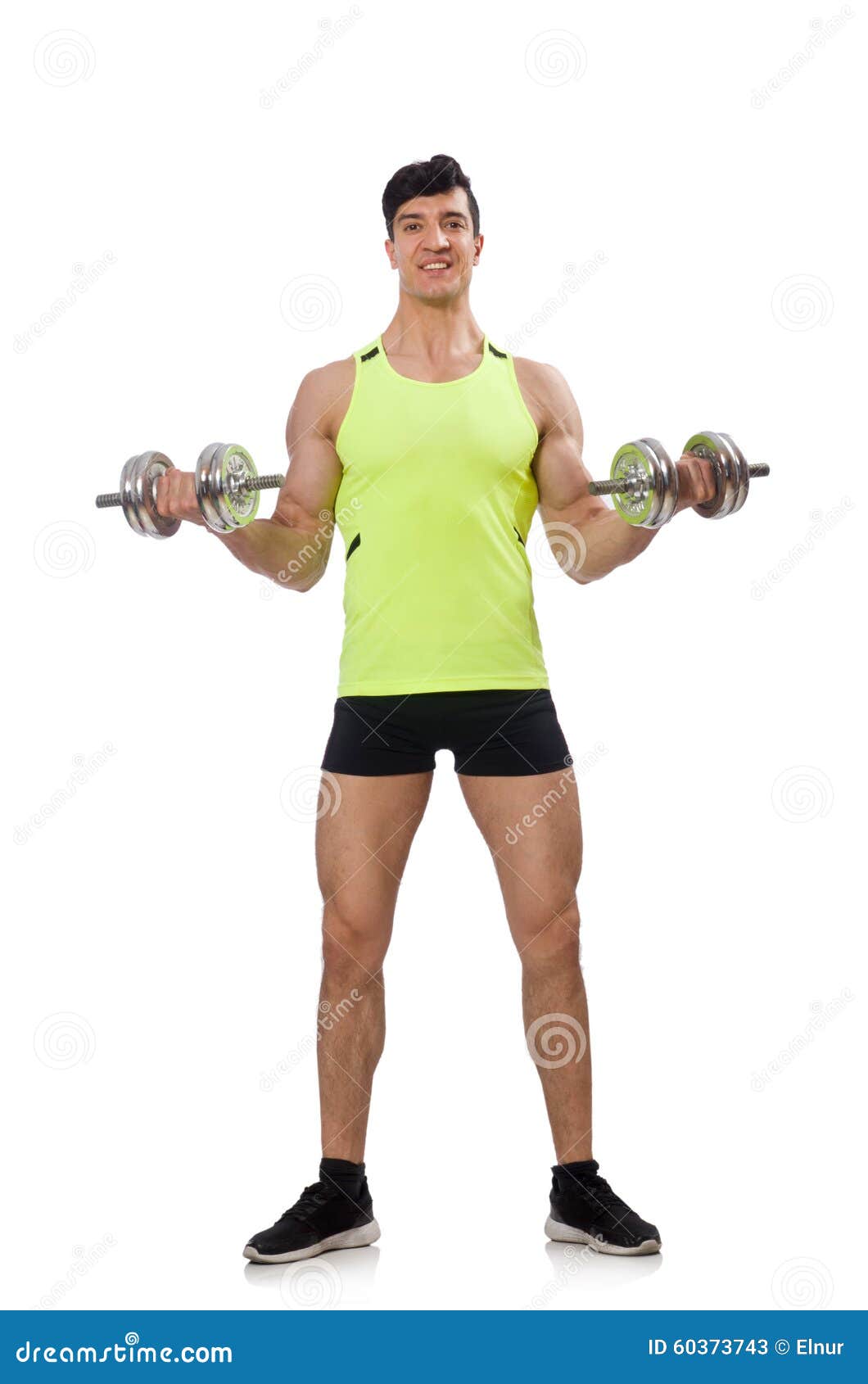 Muscular Ripped Bodybuilder with Dumbbells Stock Image - Image of ...