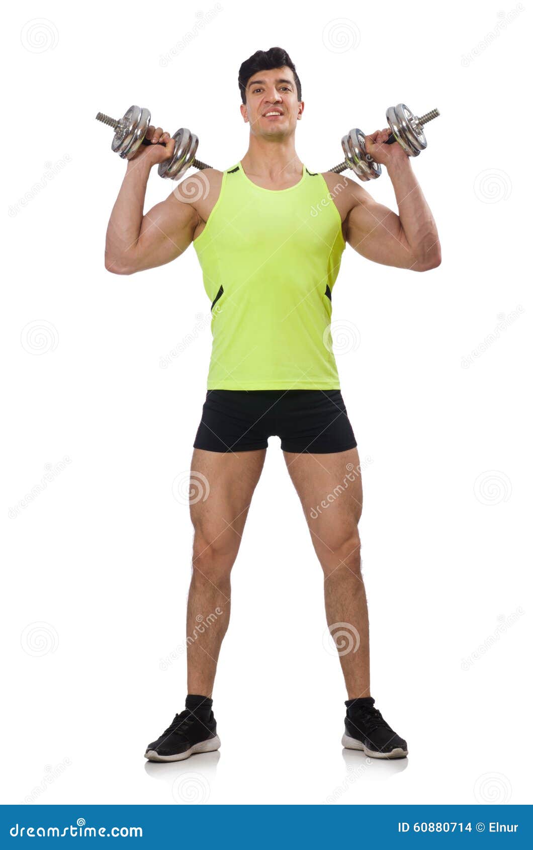 The Muscular Ripped Bodybuilder with Dumbbells Stock Photo - Image of ...