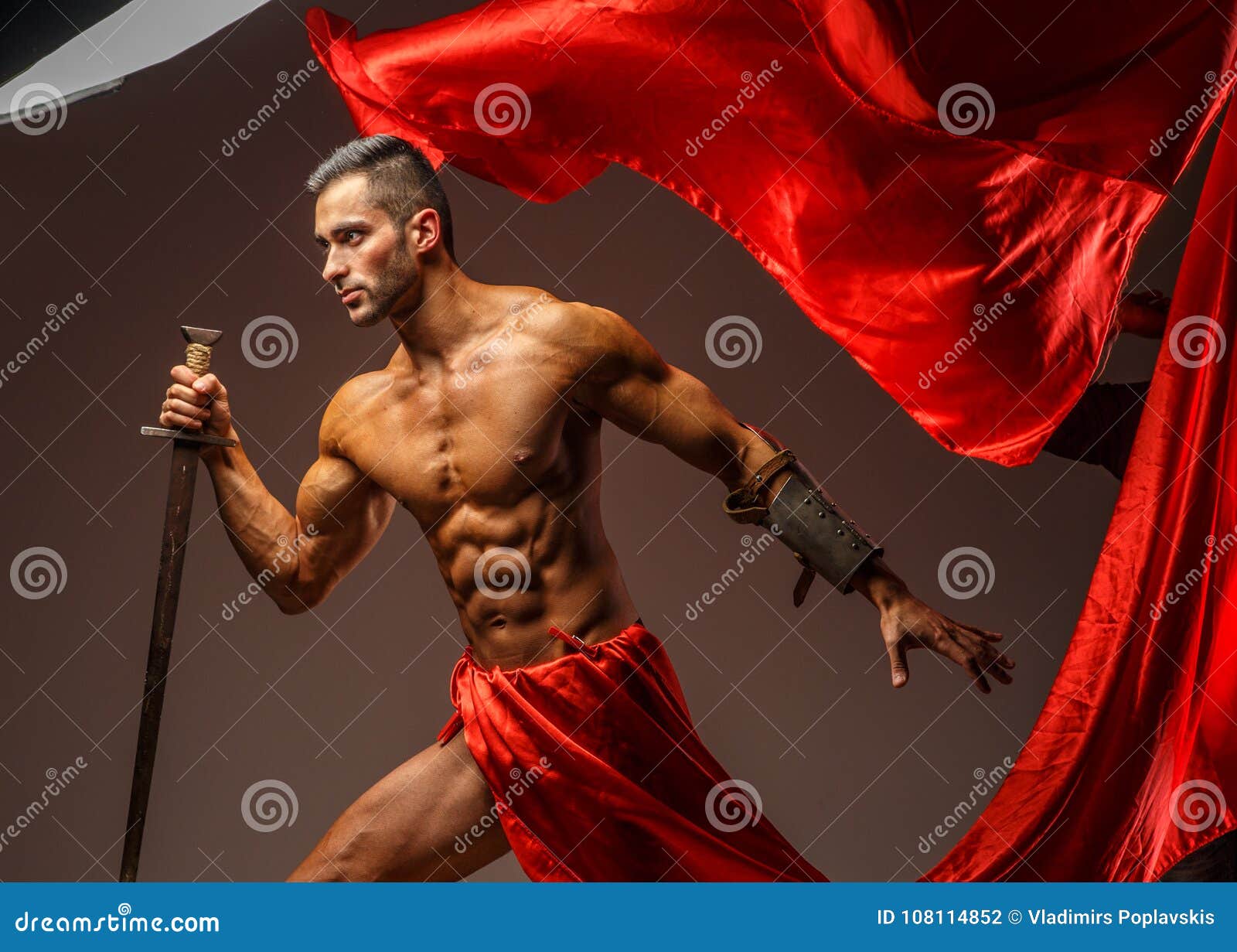 Muscular Rome warrior stock photo. Image of anger, cloth - 108114852