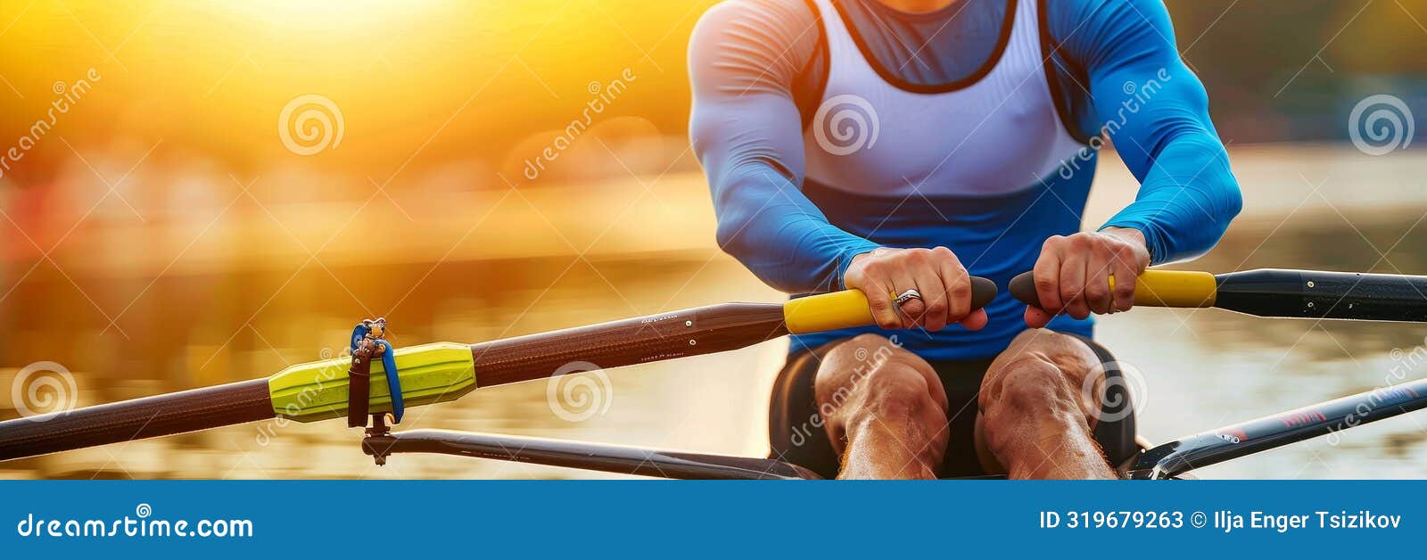 Rower S Muscles Flexing In Power Stroke Symbolizing Strength In Summer ...