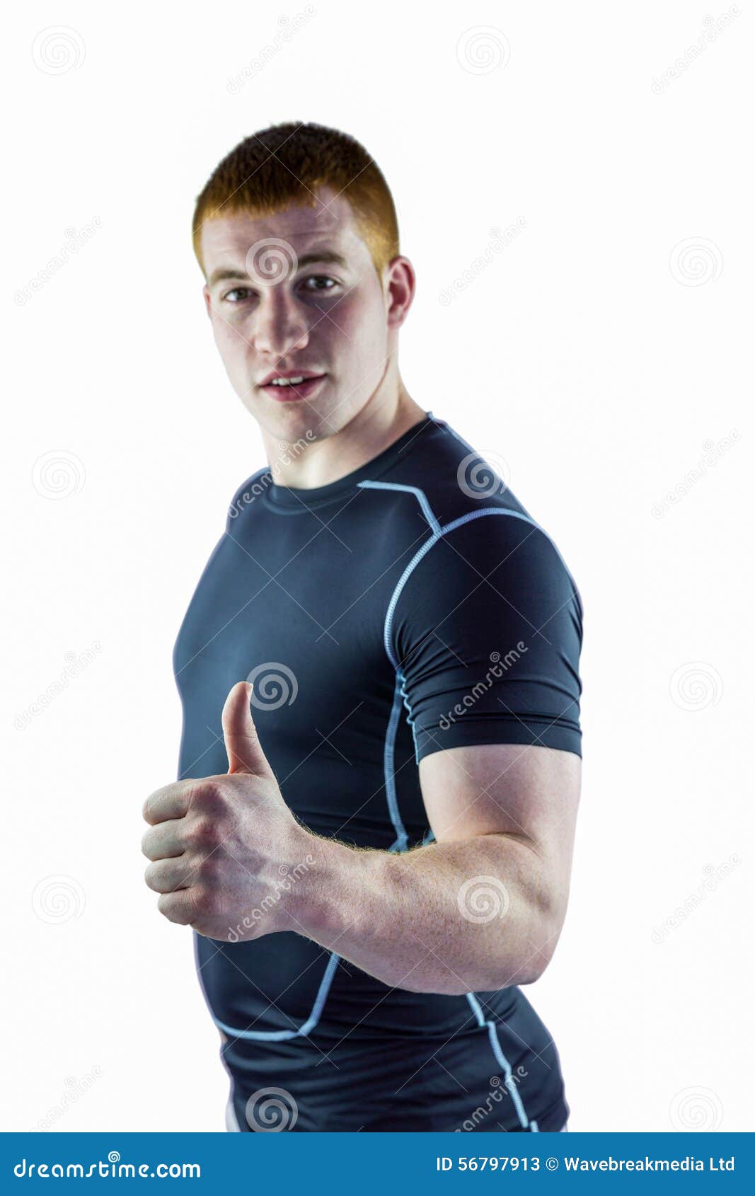 Muscular Rugby Player Gesturing Thumbs Up Stock Image - Image of ...