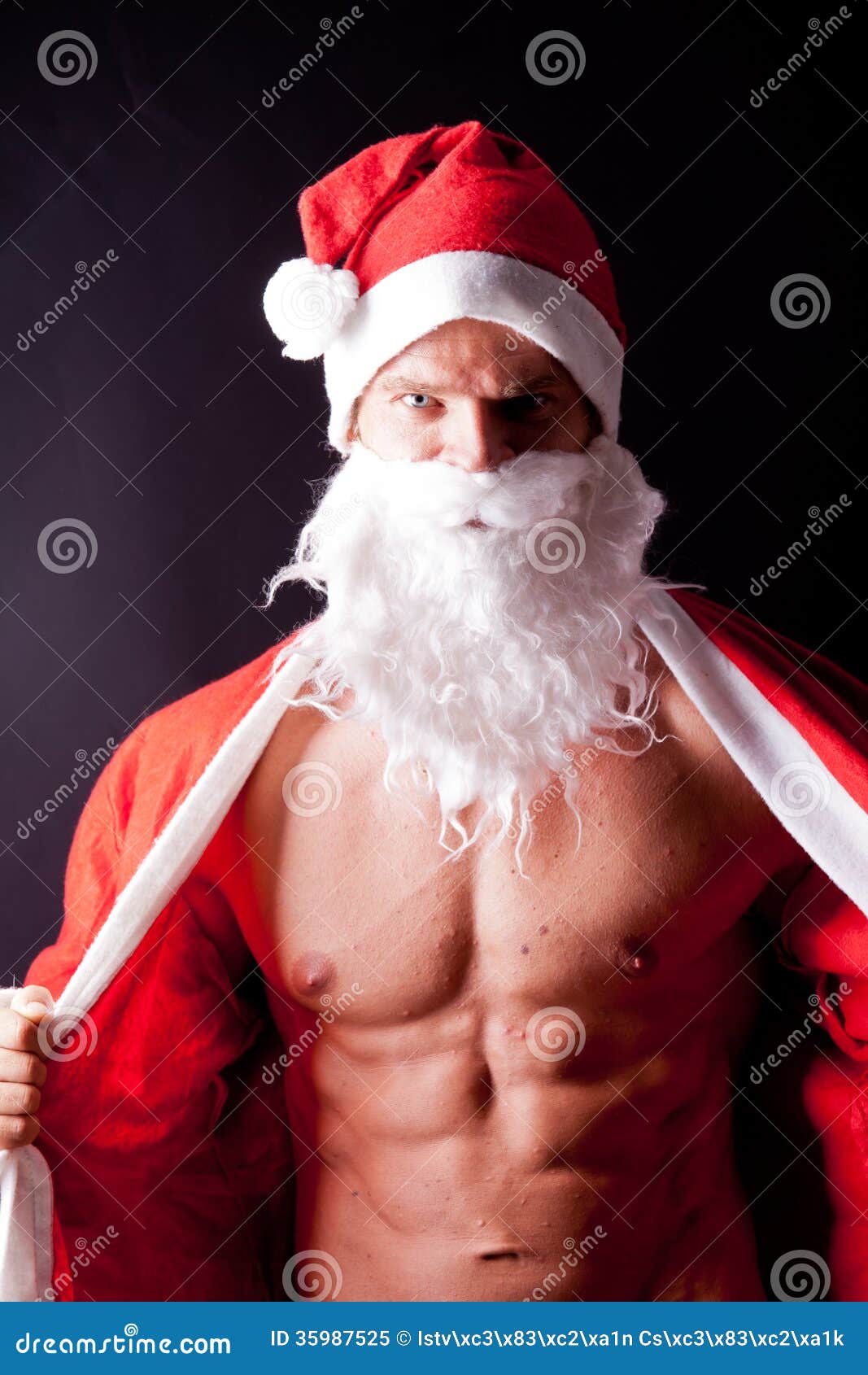 Muscular santa claus stock image. Image of costume, bodybuilding - 35987525