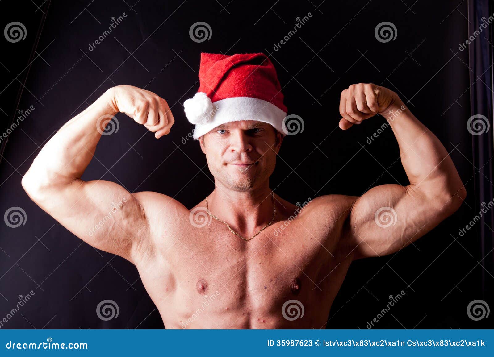 Muscular santa claus stock image. Image of attractive - 35987623