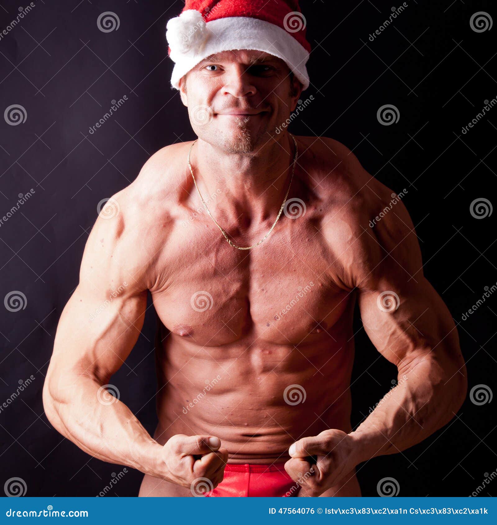 Muscular santa claus stock photo. Image of abdomen, athletic - 47564076