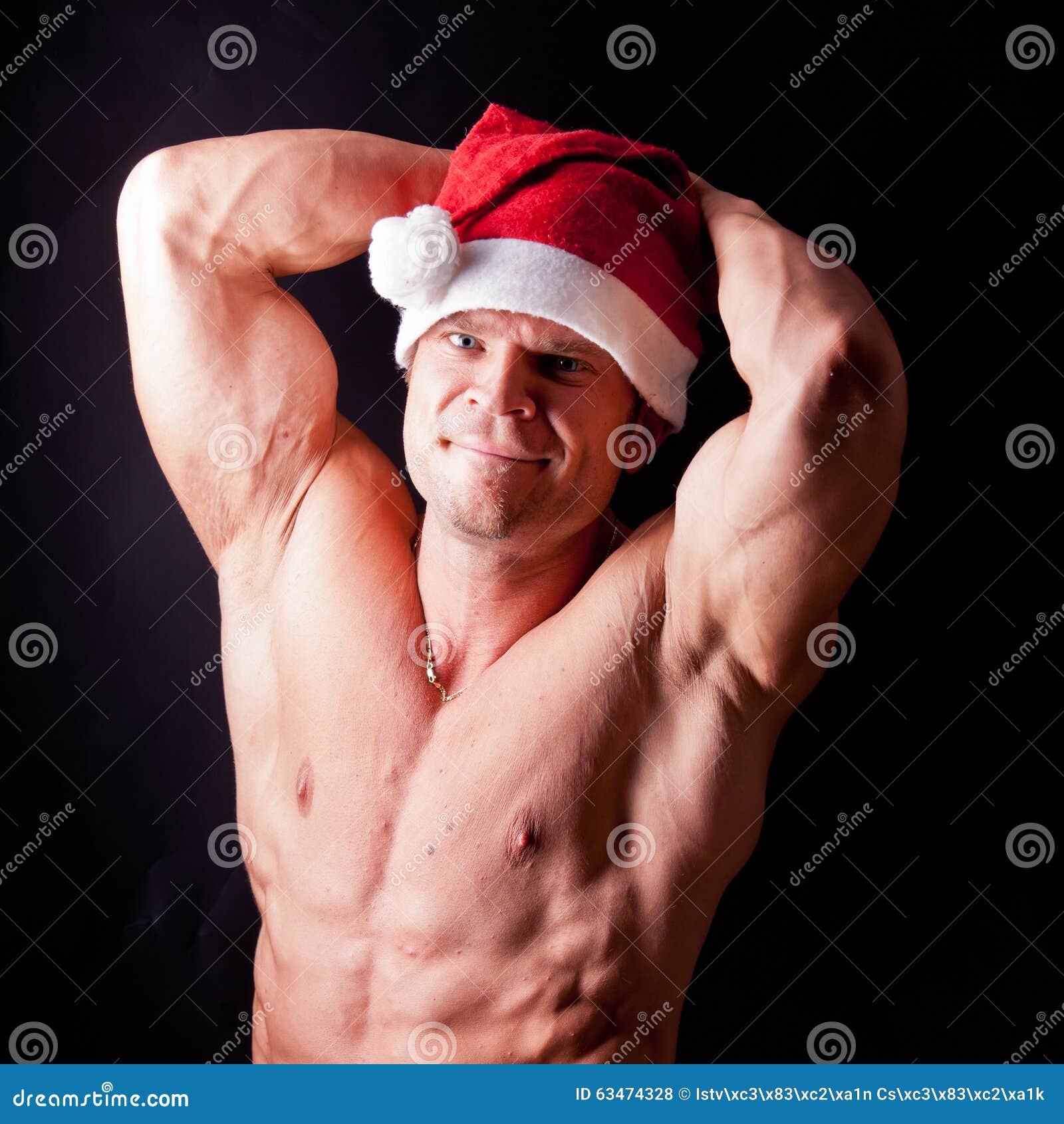 Muscular santa claus stock photo. Image of attractive - 63474328