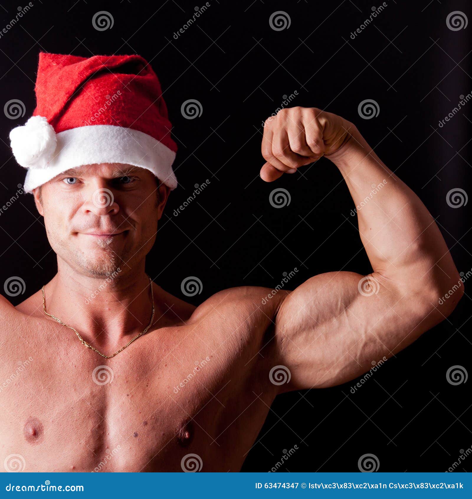 Muscular santa claus stock image. Image of caucasian - 63474347