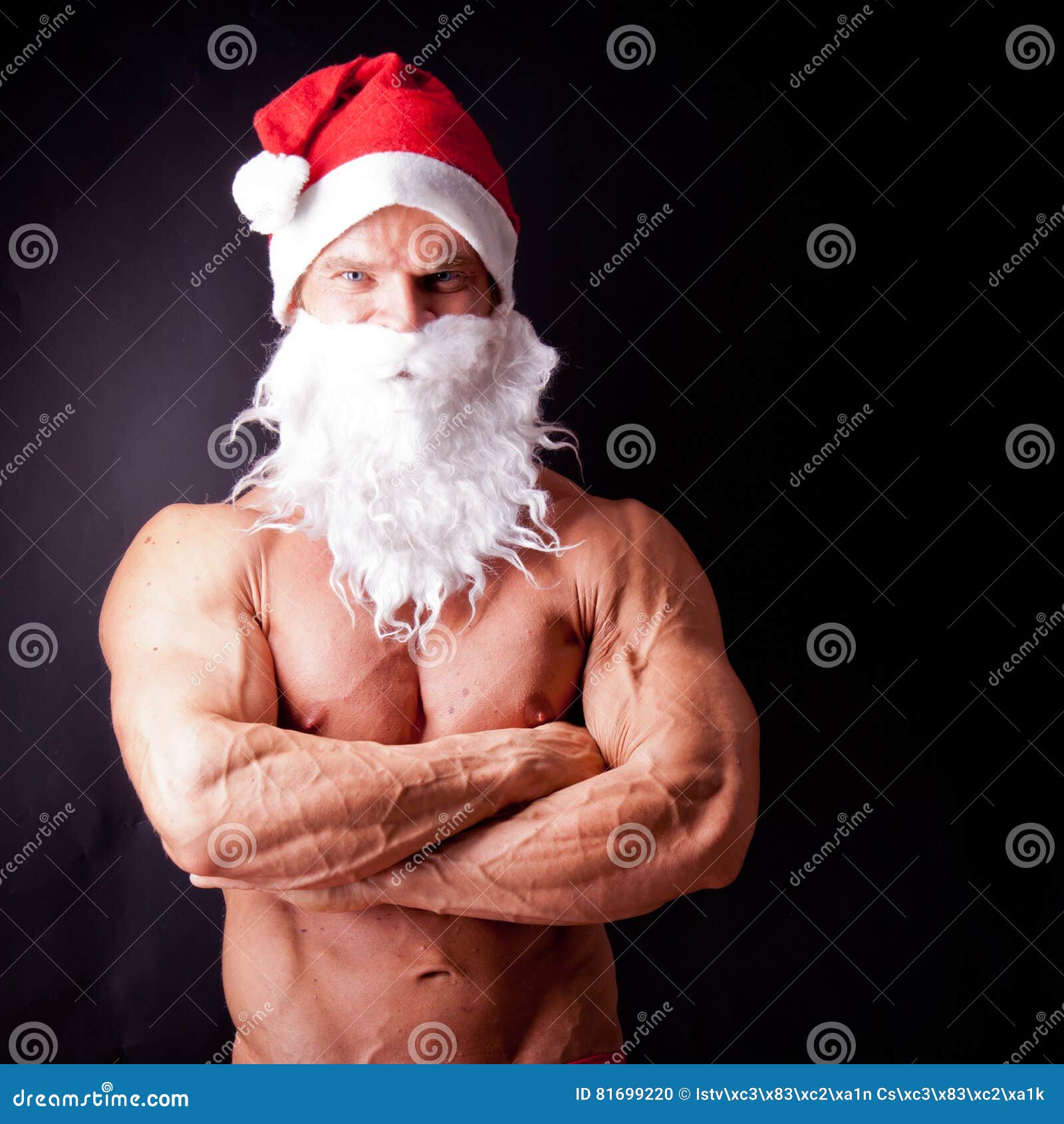 Muscular santa claus stock photo. Image of bodybuilder - 81699220