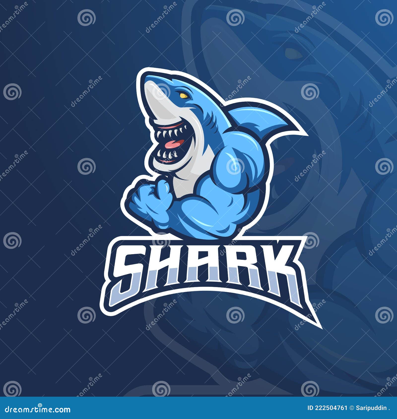 Muscular shark logo stock vector. Illustration of fish - 222504761