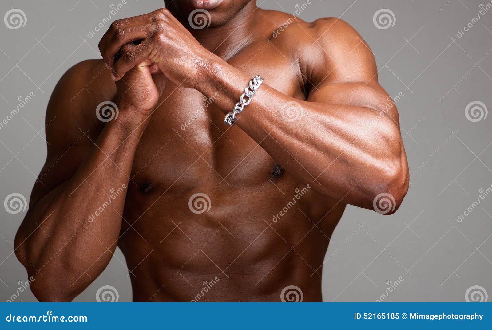 Muscular Shirtless Man with Hands Clasped Stock Image - Image of ...