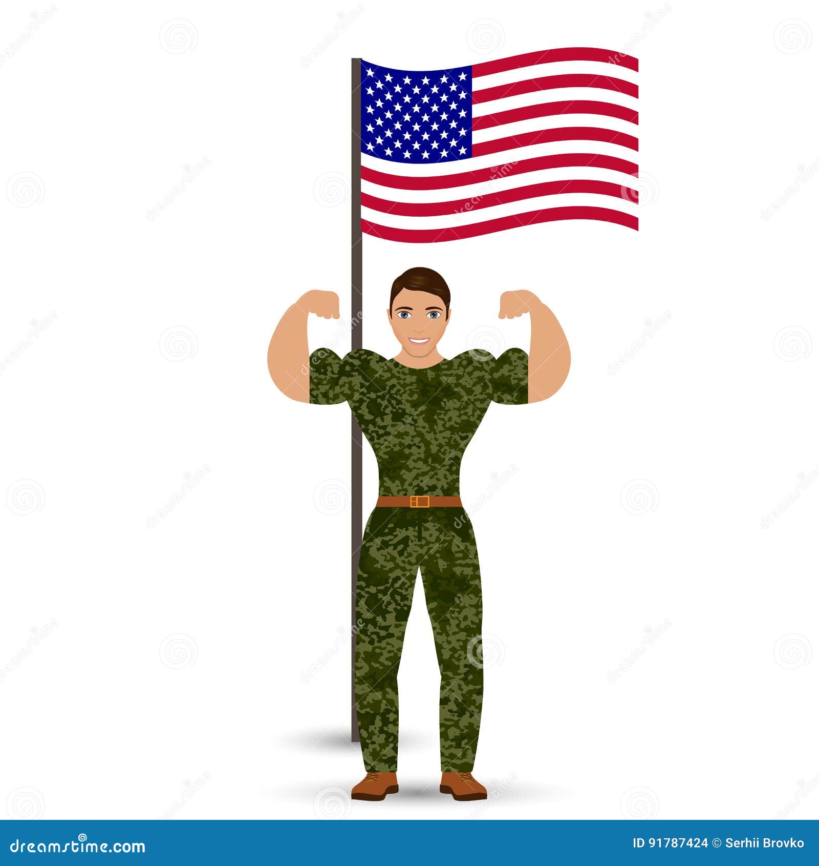 Muscular Soldier. Vector Illustration Stock Vector - Illustration of ...
