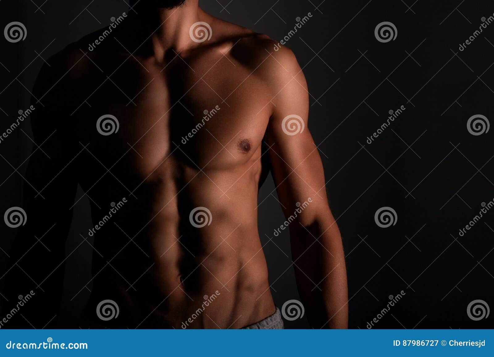 Muscular Stomach with Six Pack Abs Stock Image - Image of horizontal ...