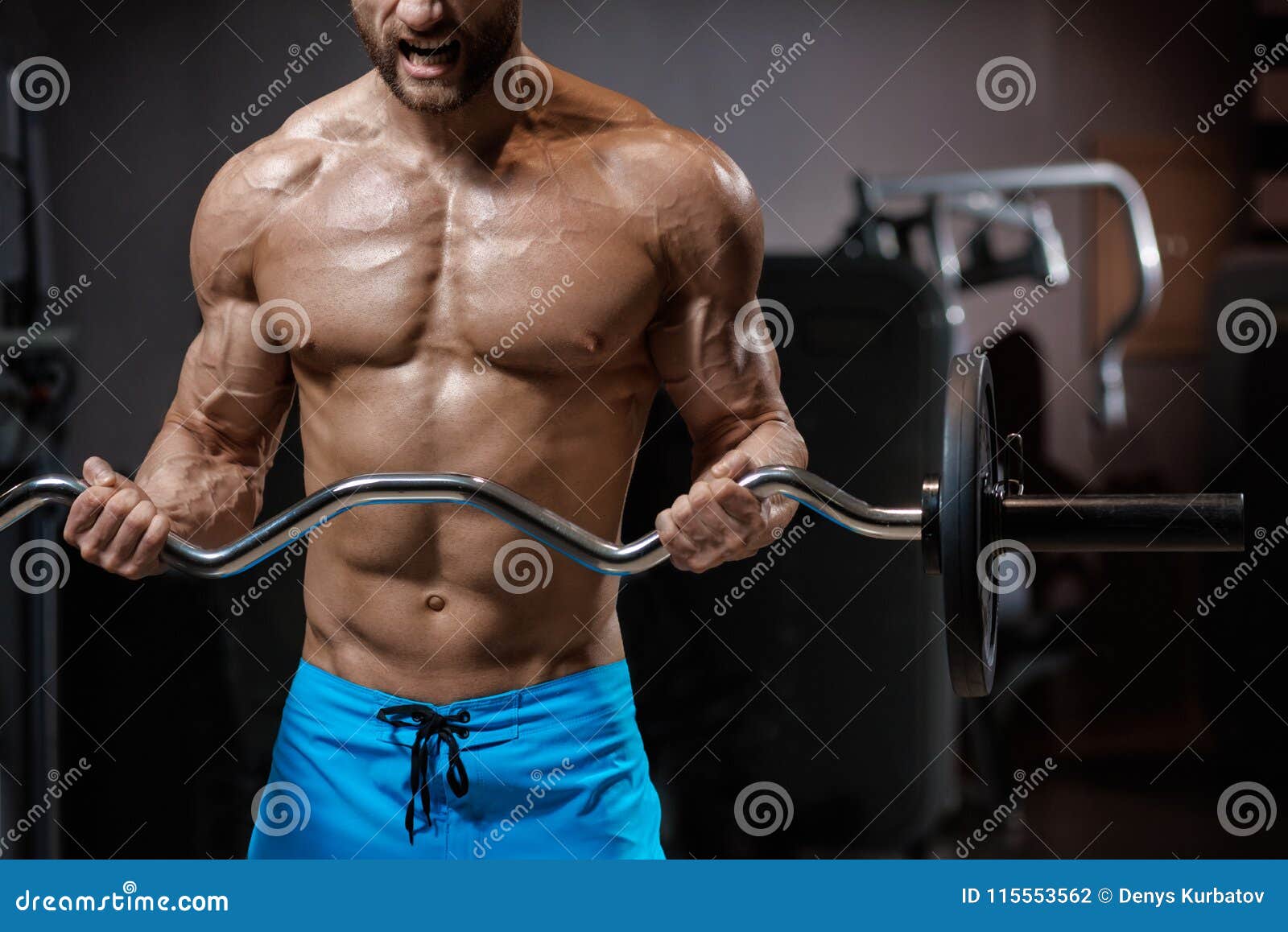 Part of man with barbell stock photo. Image of body - 115553562