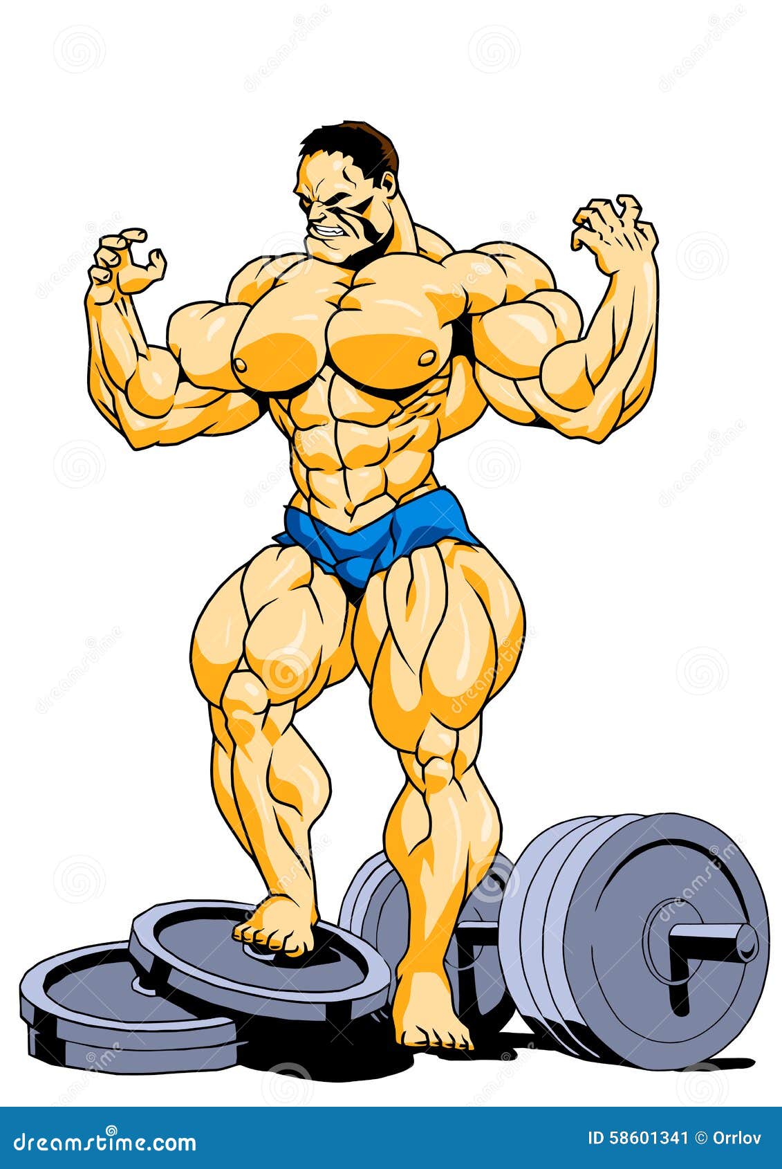 Muscular Man Posing On Gym Word. Vector Silhouette | CartoonDealer.com ...