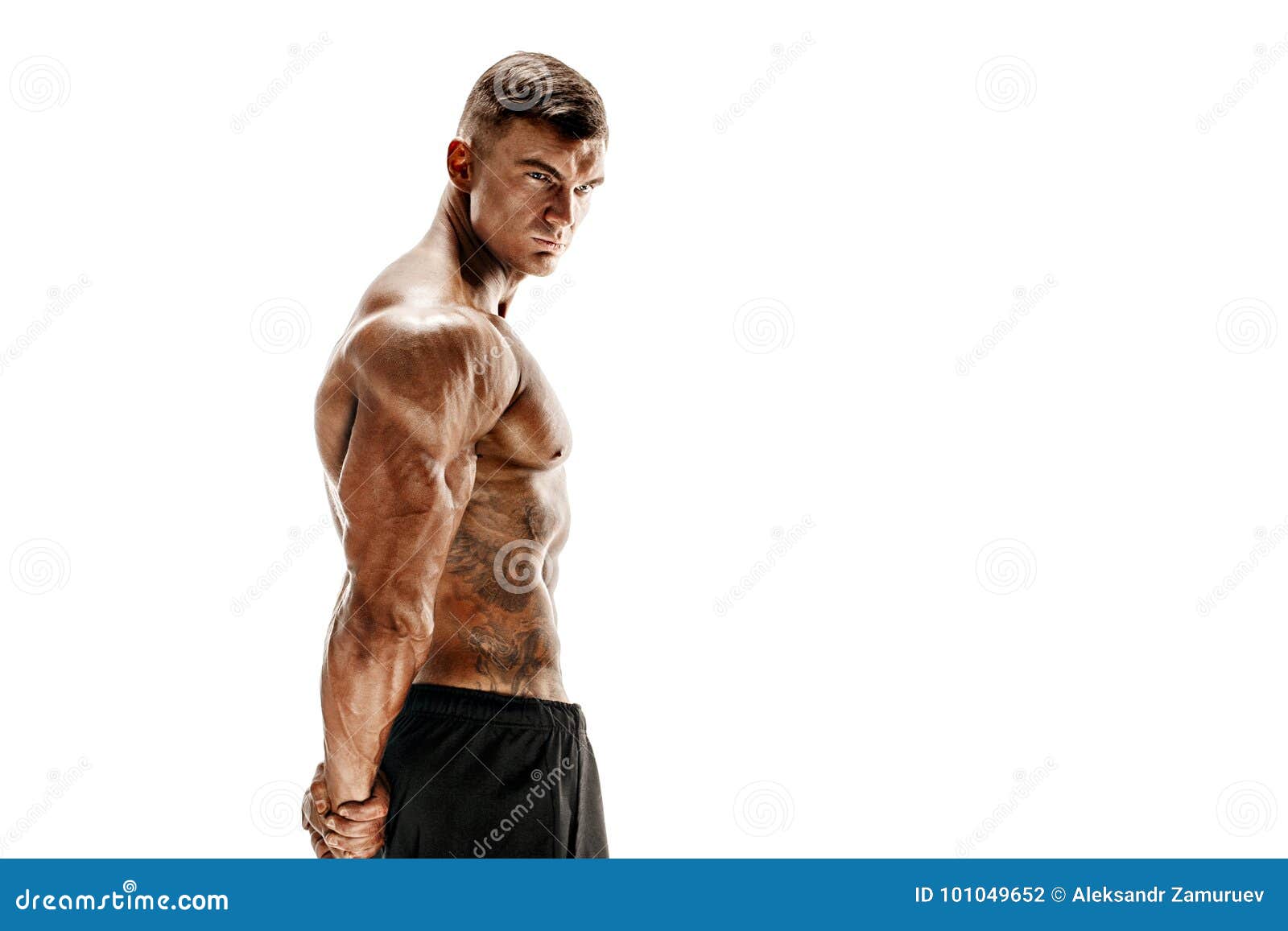 Muscular Super-high Level Handsome Man Posing On White Background ...