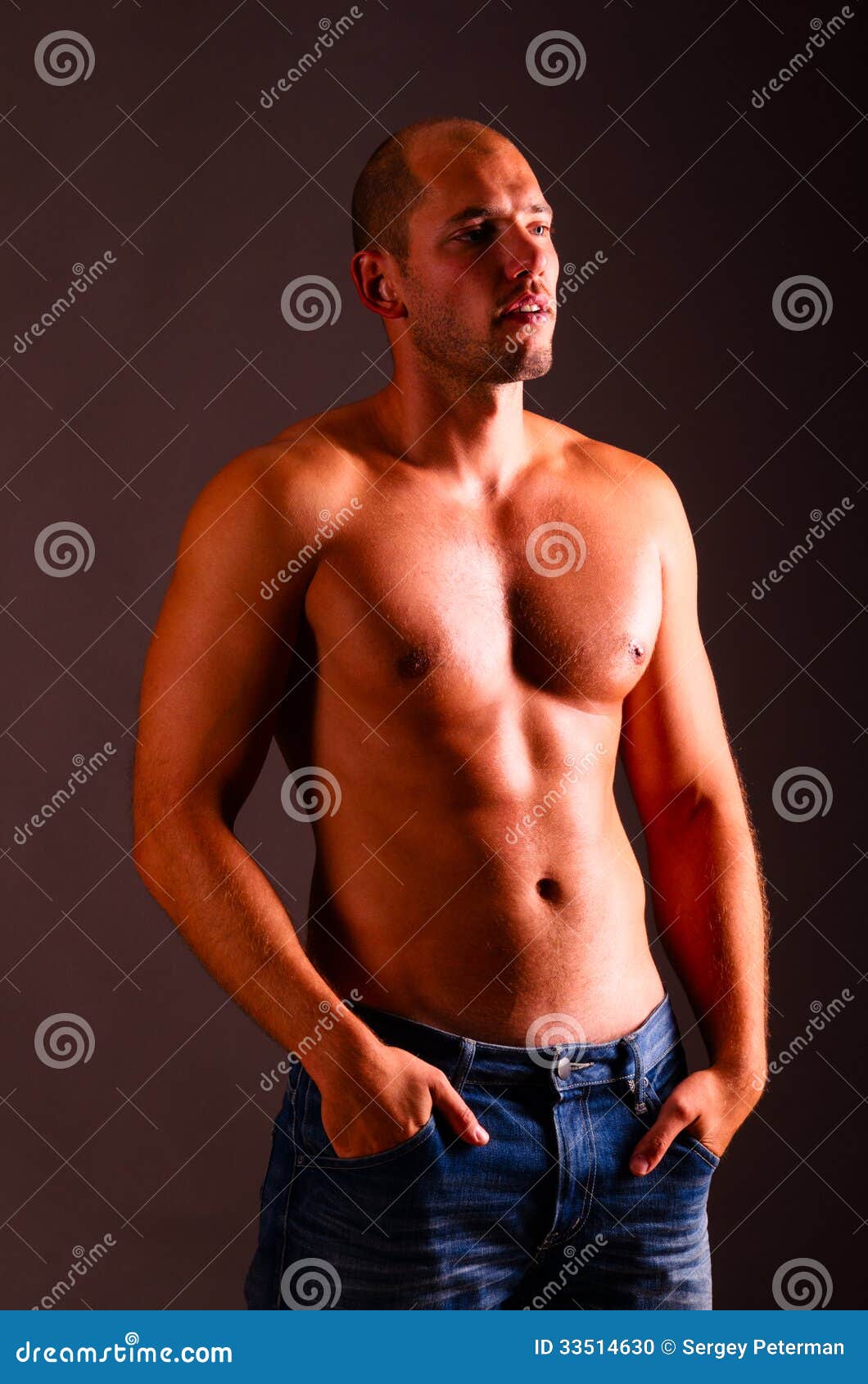 Muscular torso stock photo. Image of handsome, denim - 33514630