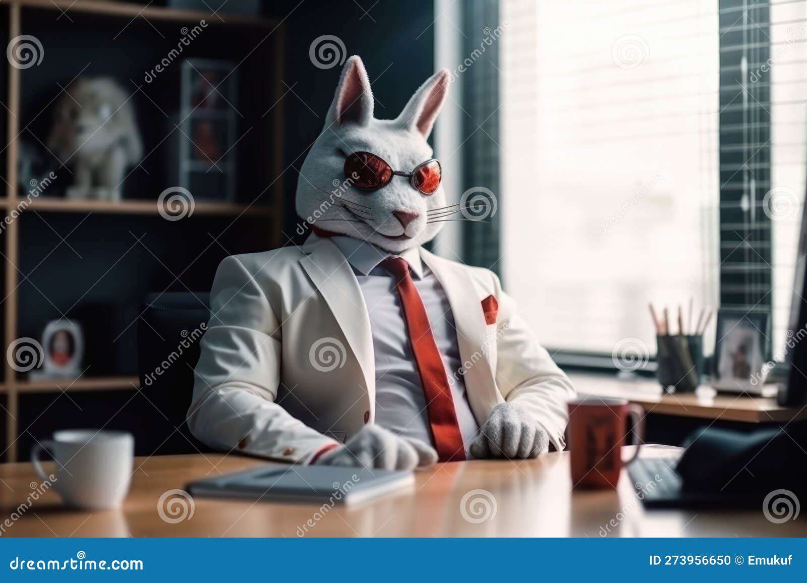 Muscular White Wolf Office Worker Animal Generative AI Stock ...