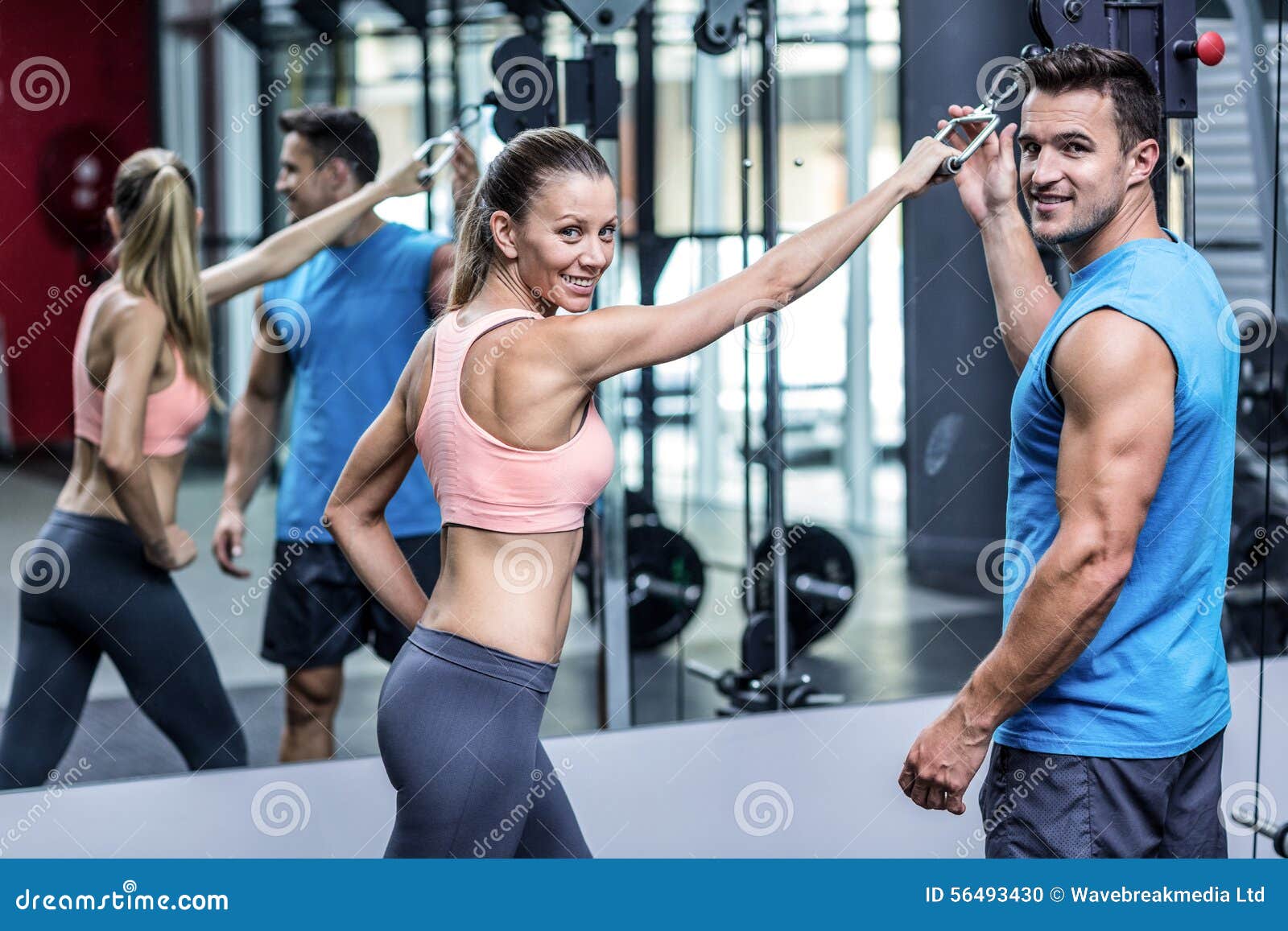 Muscular Woman Doing Pulling Exercises Stock Photo - Image of healthy ...
