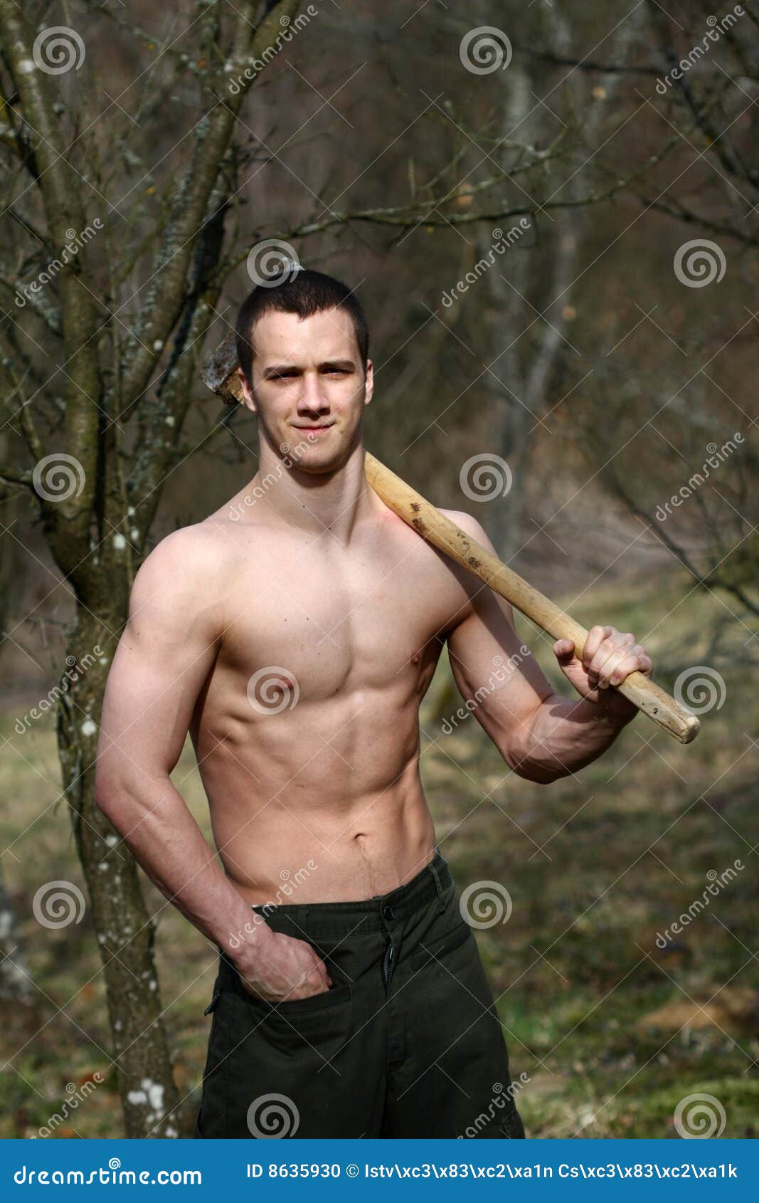 Muscular woodcutter stock photo. Image of plant, caucasian - 8635930