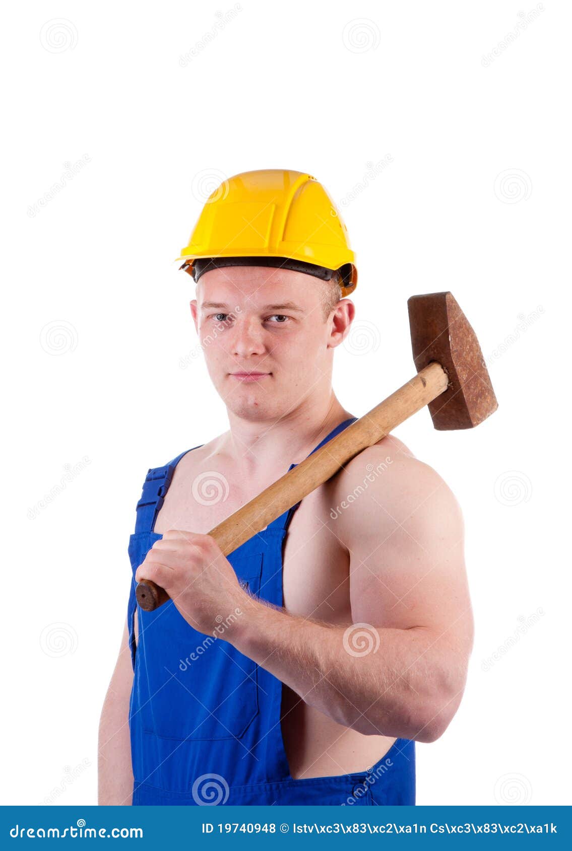 Muscular worker stock photo. Image of constructor, plumber - 19740948