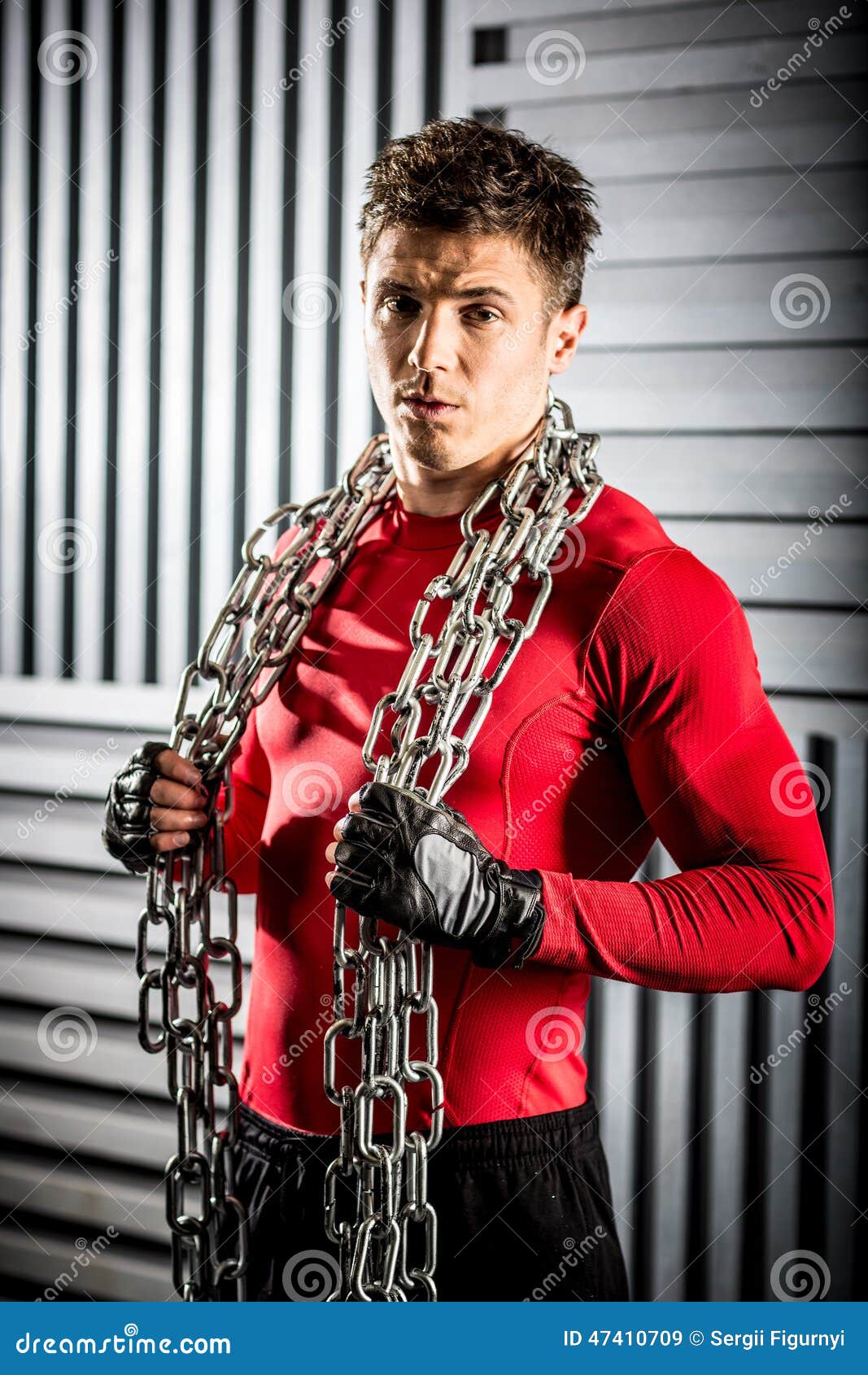 Muscular Young Guy with Chain Stock Image - Image of figure, muscular ...