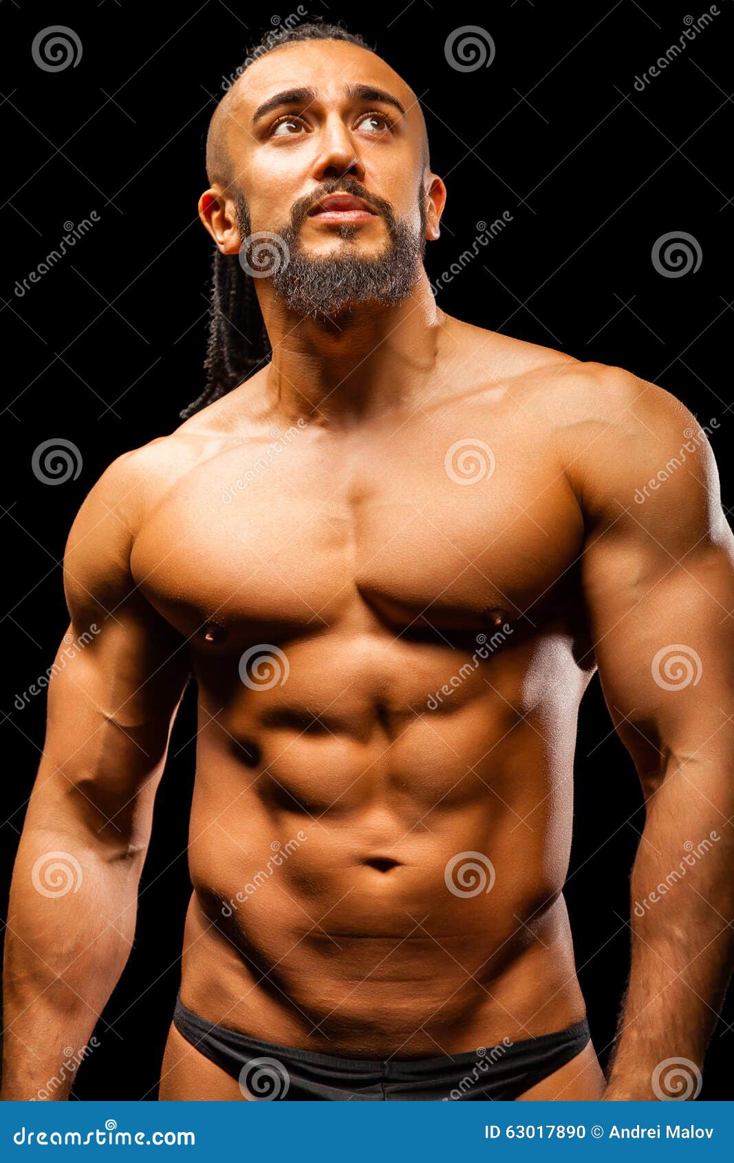 Muscular Young Man in Contrast Light Stock Photo - Image of shadow ...