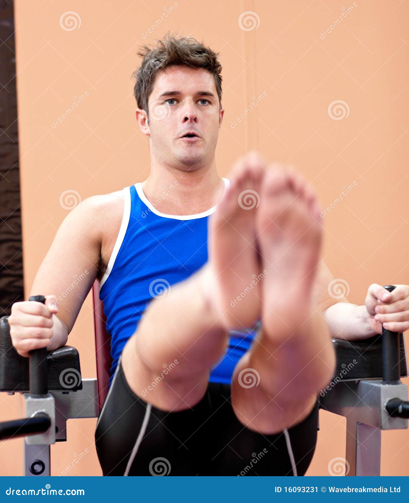 Muscular Young Man Exercising Stock Image - Image of bench, press: 16093231