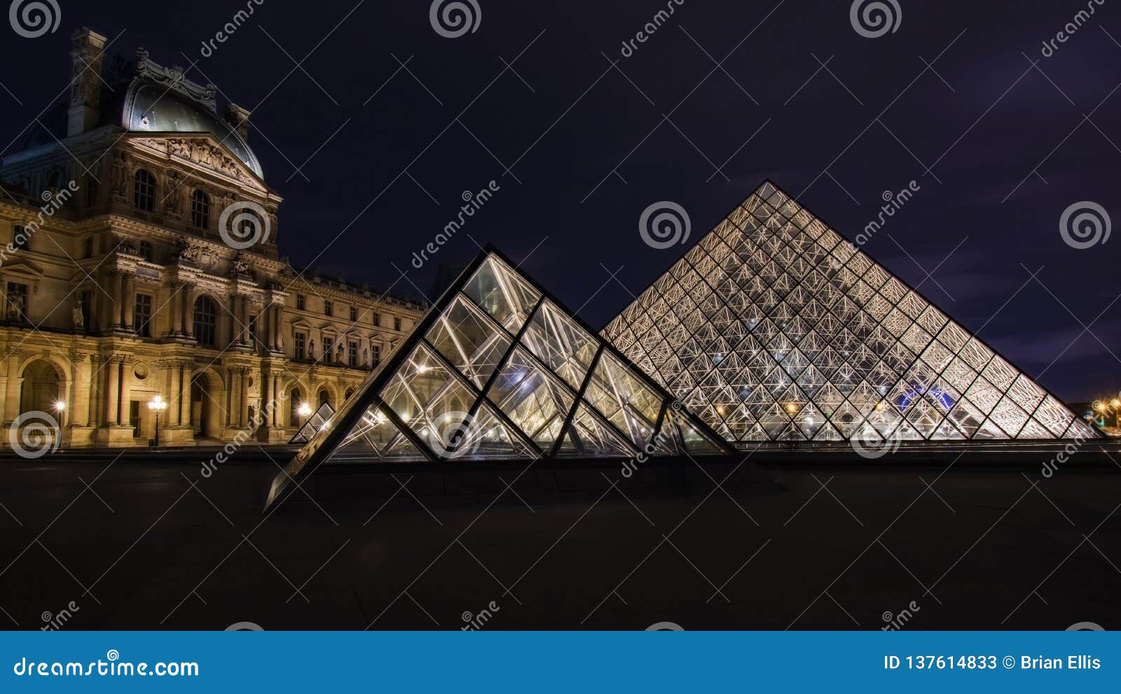 Musee Du Louvre Pyramids editorial stock photo. Image of monument ...