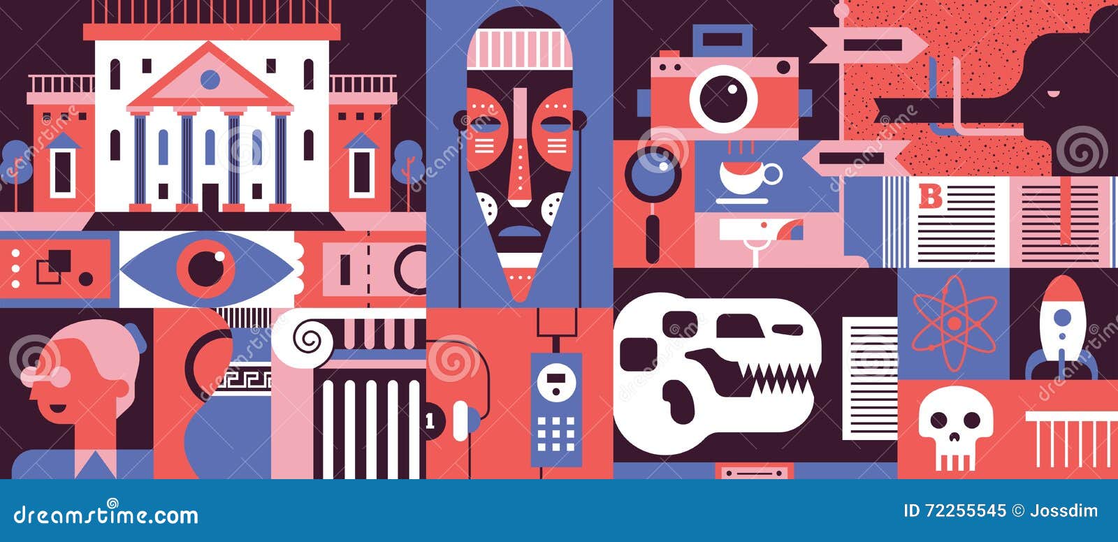 Museum abstract flat stock vector. Illustration of backdrop - 72255545