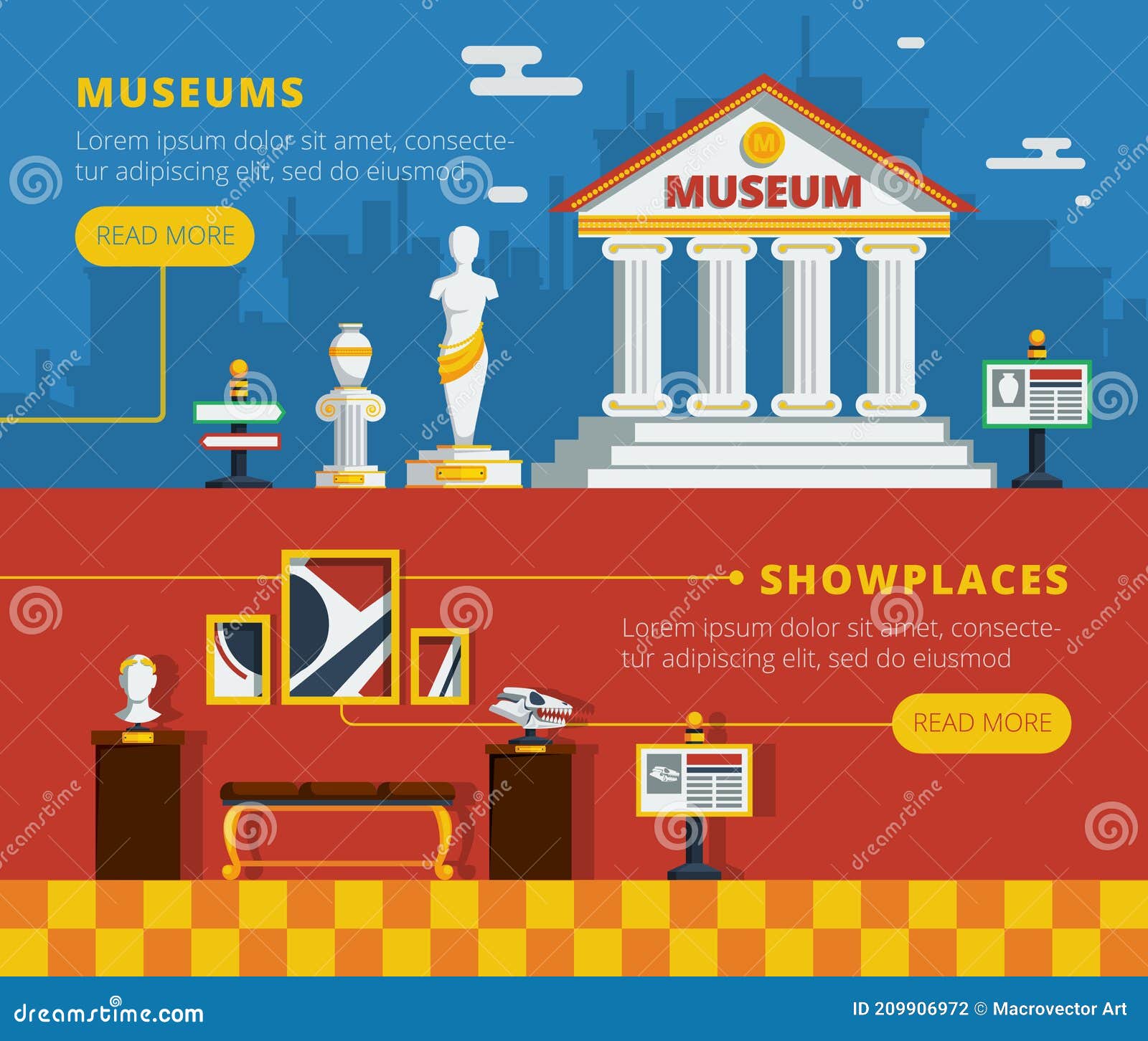 Museum Banner Set stock vector. Illustration of online - 209906972