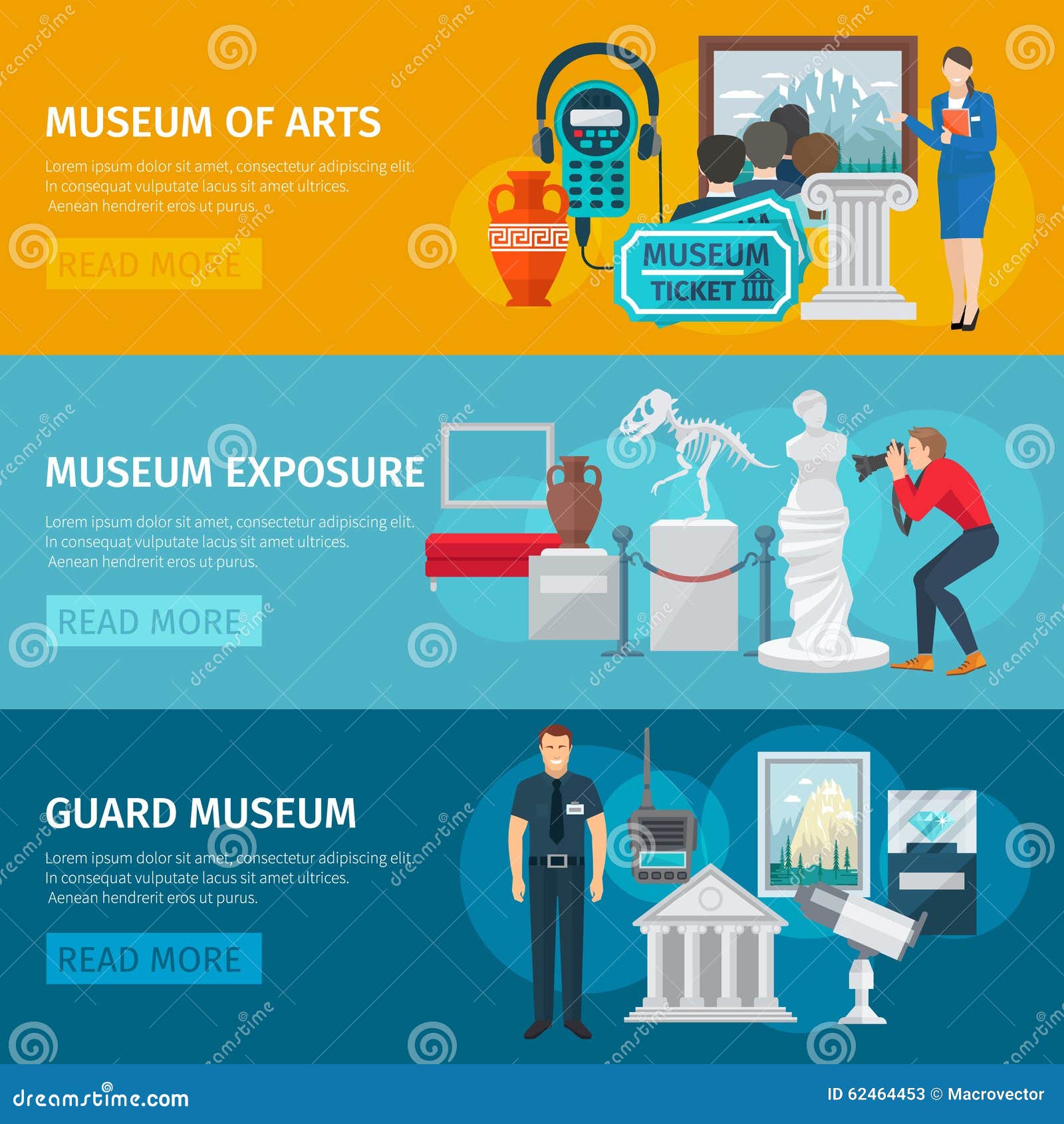 Museum Banner Set stock vector. Illustration of paint - 62464453