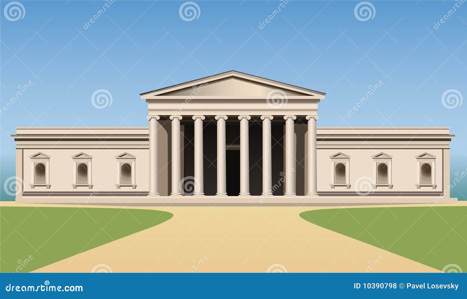 Museum Building with Columns Vector Stock Vector - Illustration of ...