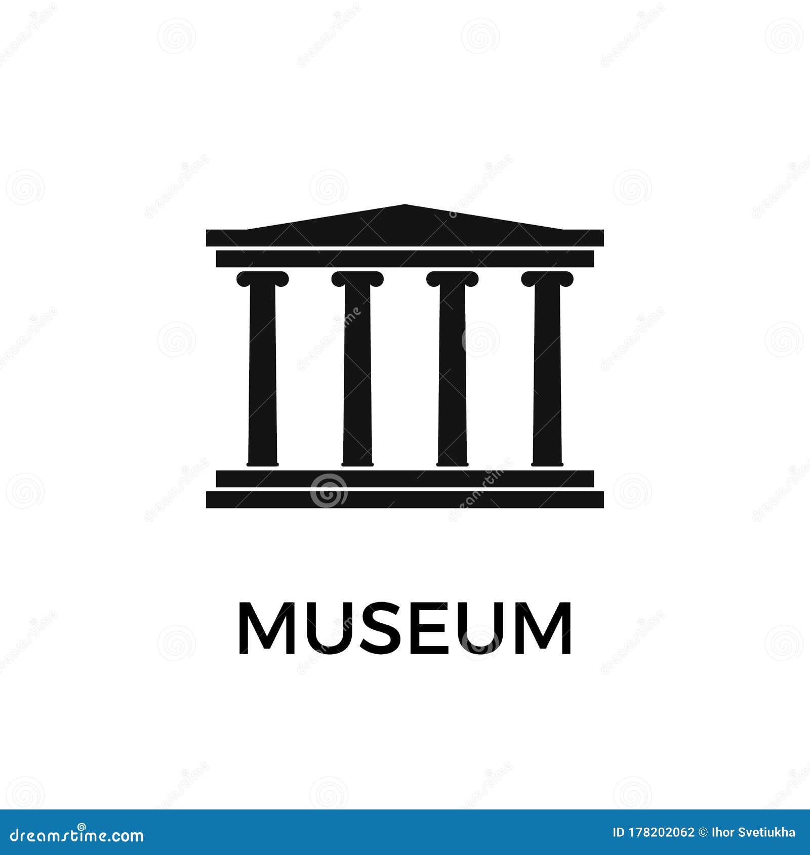 Museum Building. Simple Flat Museum Icon Stock Vector - Illustration of ...