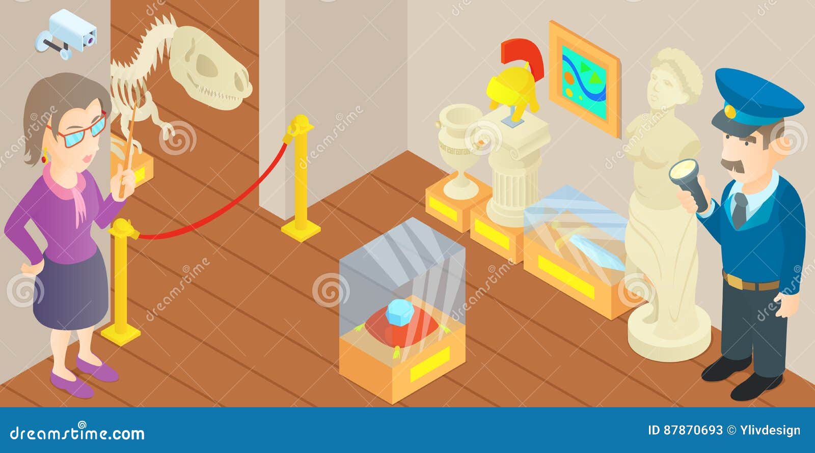 Museum Concept, Cartoon Style Stock Vector - Illustration of attending ...