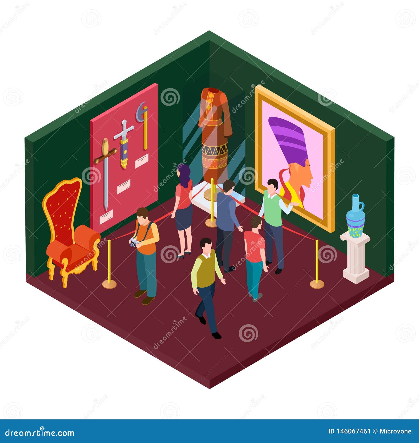 Exhibition Objects In The Gallery. Museum Exhibits, A Set Of Statues ...