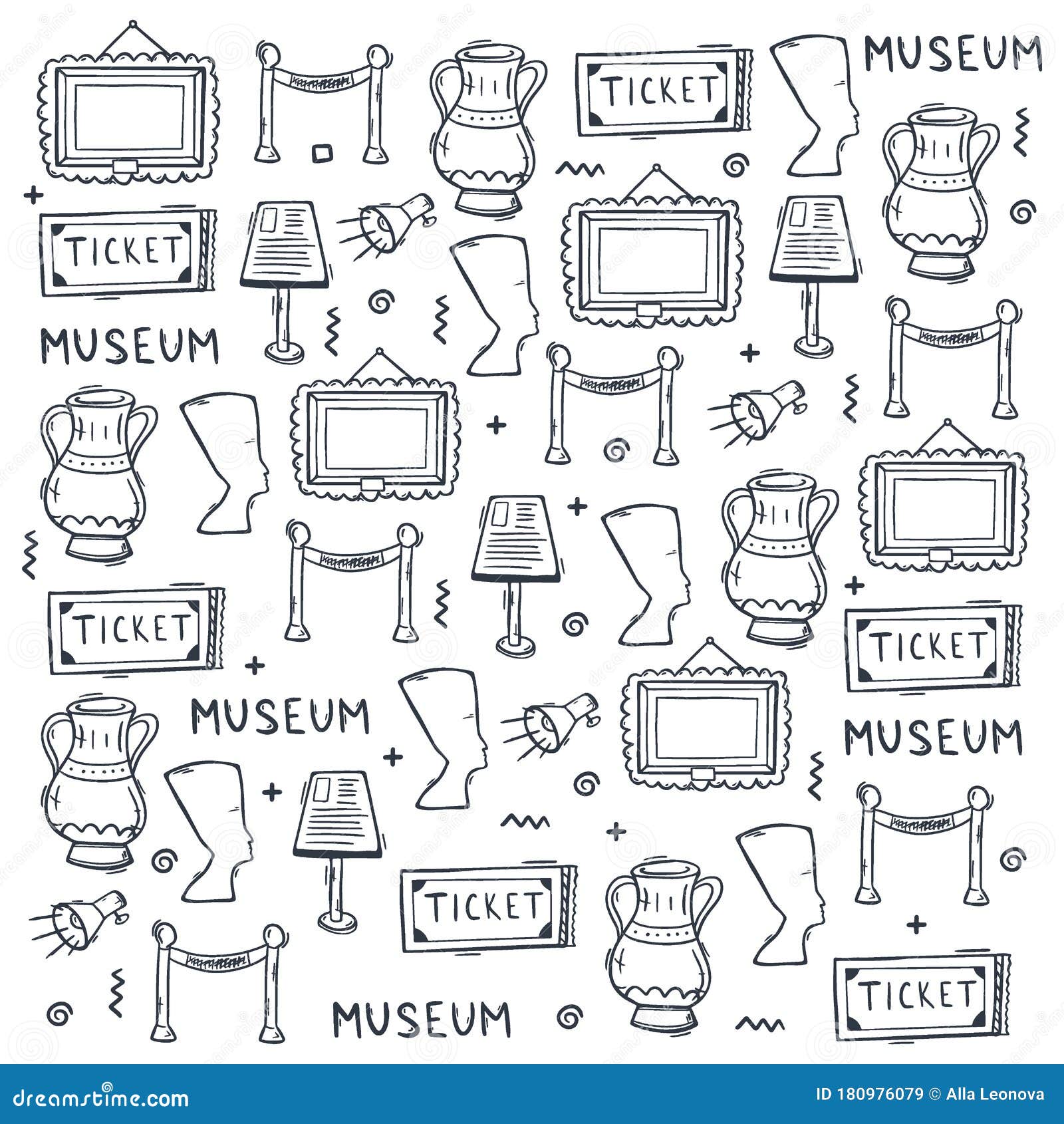 Museum Hand Draw Doodle Background. Vector Illustration. Stock Vector ...