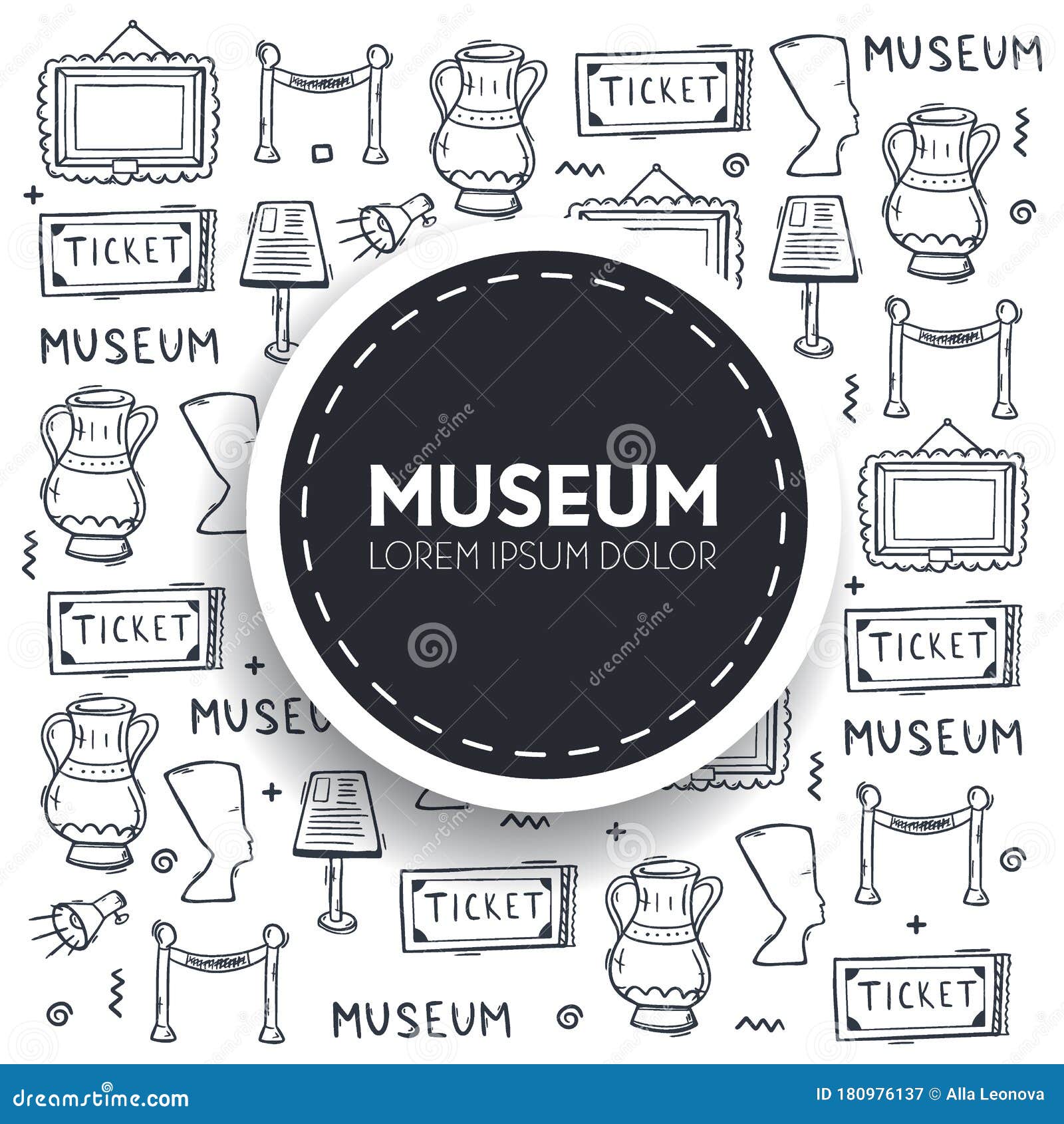 Museum Hand Draw Doodle Background. Vector Illustration. Stock Vector ...