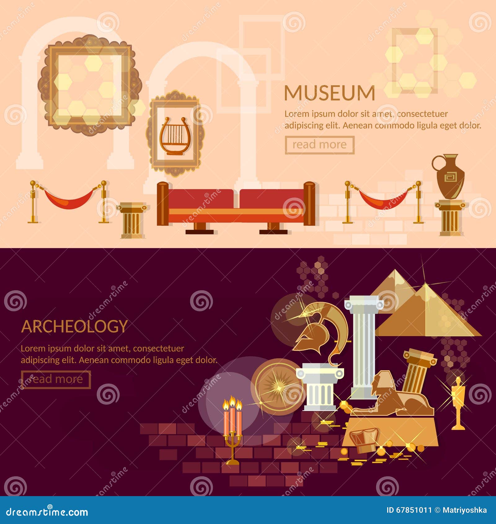 Museum Horizontal Banner Ancient Civilizations Stock Vector ...