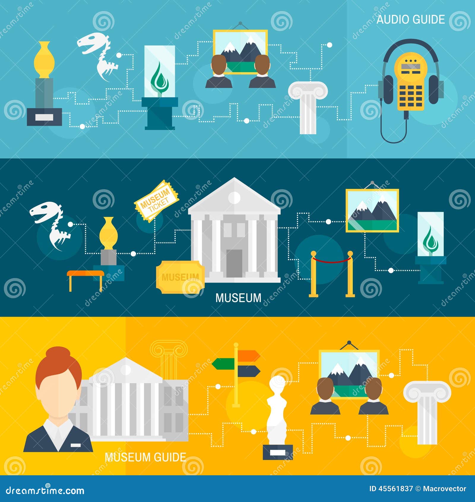 Museum icons banner stock vector. Illustration of decorative - 45561837