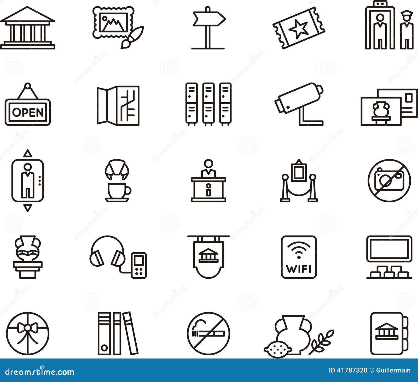 Museum icons stock vector. Illustration of detector, outline - 41787320