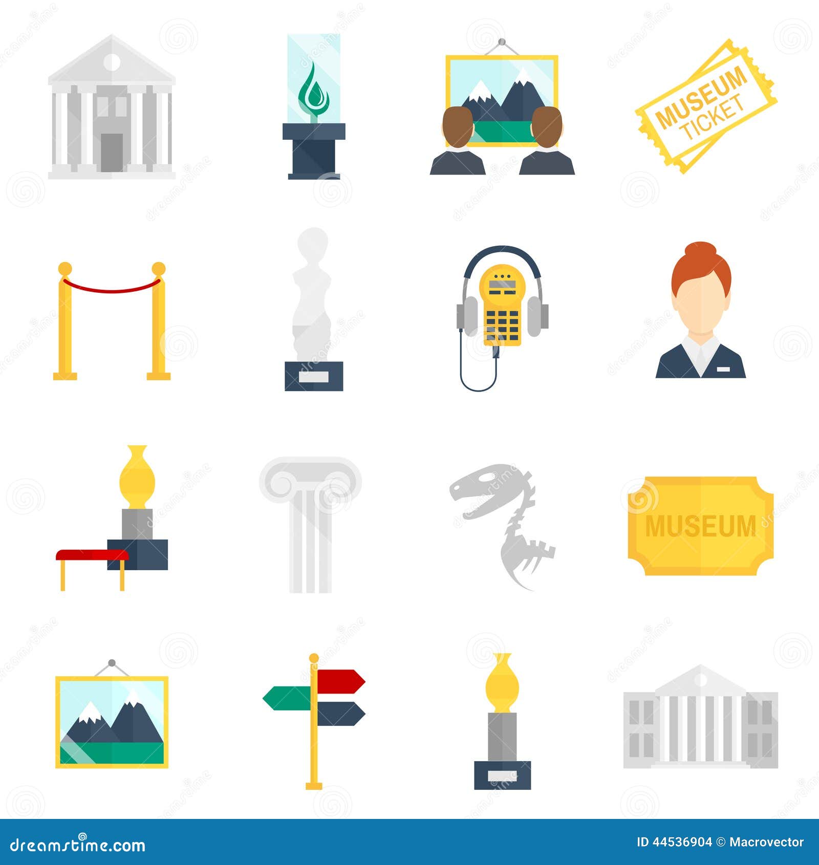 Museum Icons Flat stock vector. Illustration of paint - 44536904