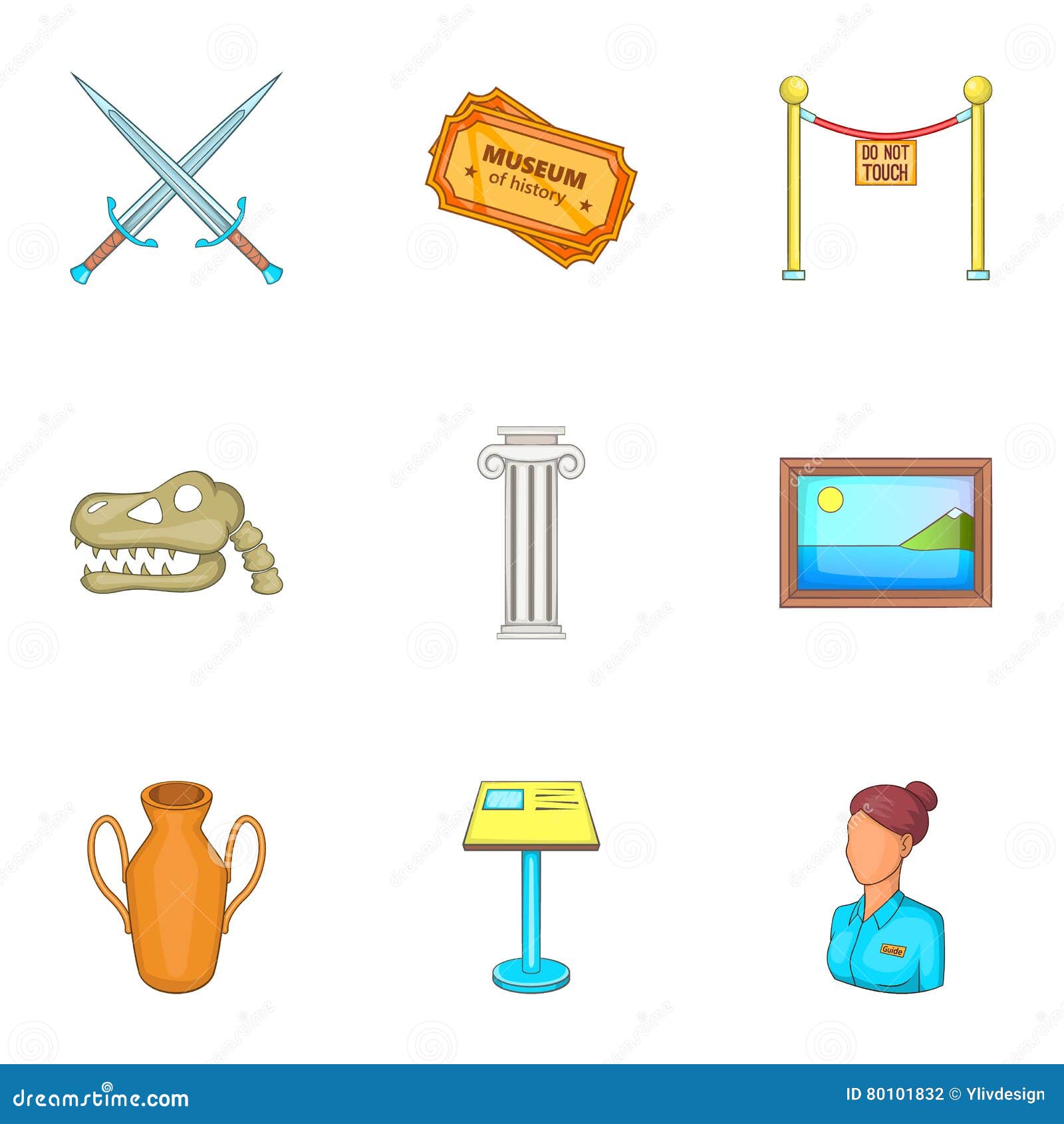 Museum Icons Set, Cartoon Style Stock Vector - Illustration of exhibit ...