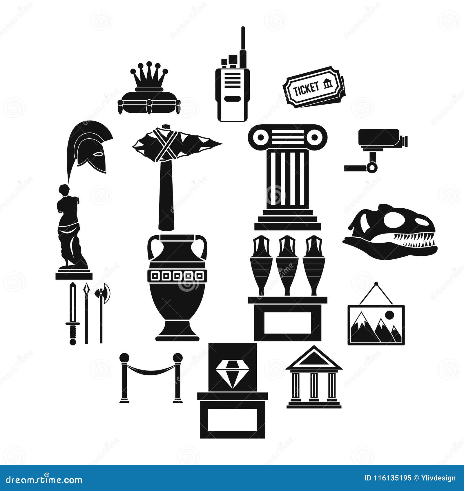 Museum Icons Set, Simple Style Stock Vector - Illustration of dinosaur ... Museum Icons Set, Simple Style Stock Vector - Illustration of dinosaur ...