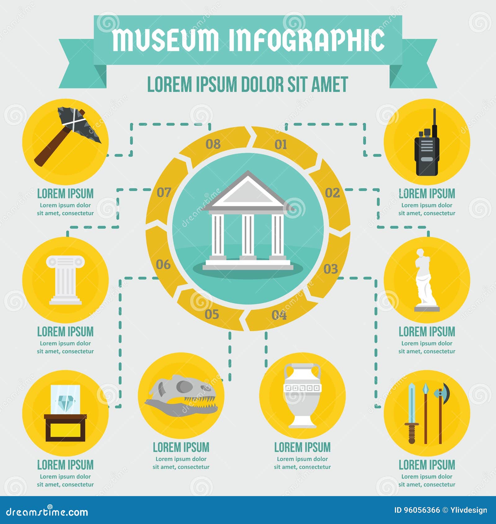 Museum Infographic Concept, Flat Style Stock Vector - Illustration of ...